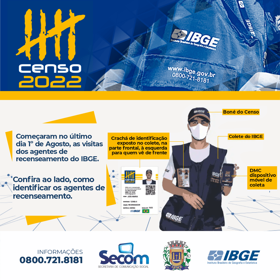 Censo IBGE 2022 – Agentes recenseadores já estão trabalhando